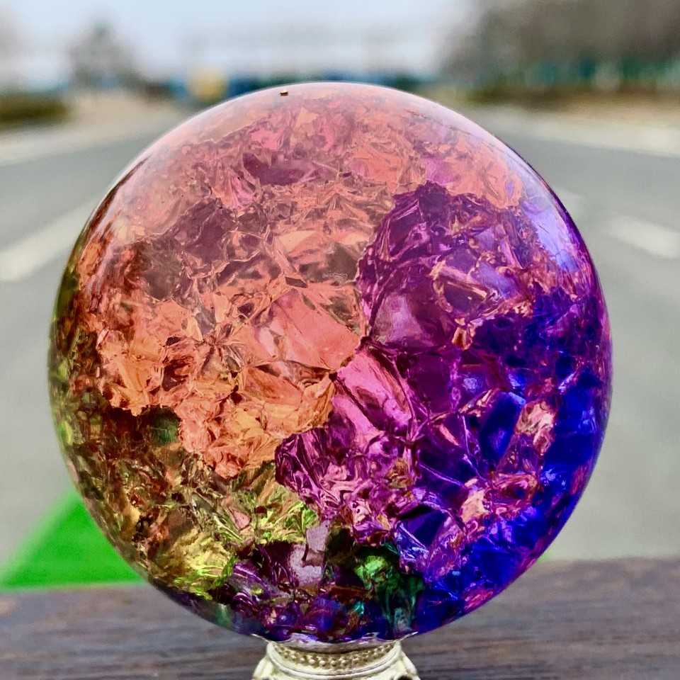 156G Natural Titanium Rainbow Quartz sphere Crystal ball Healing | eBay