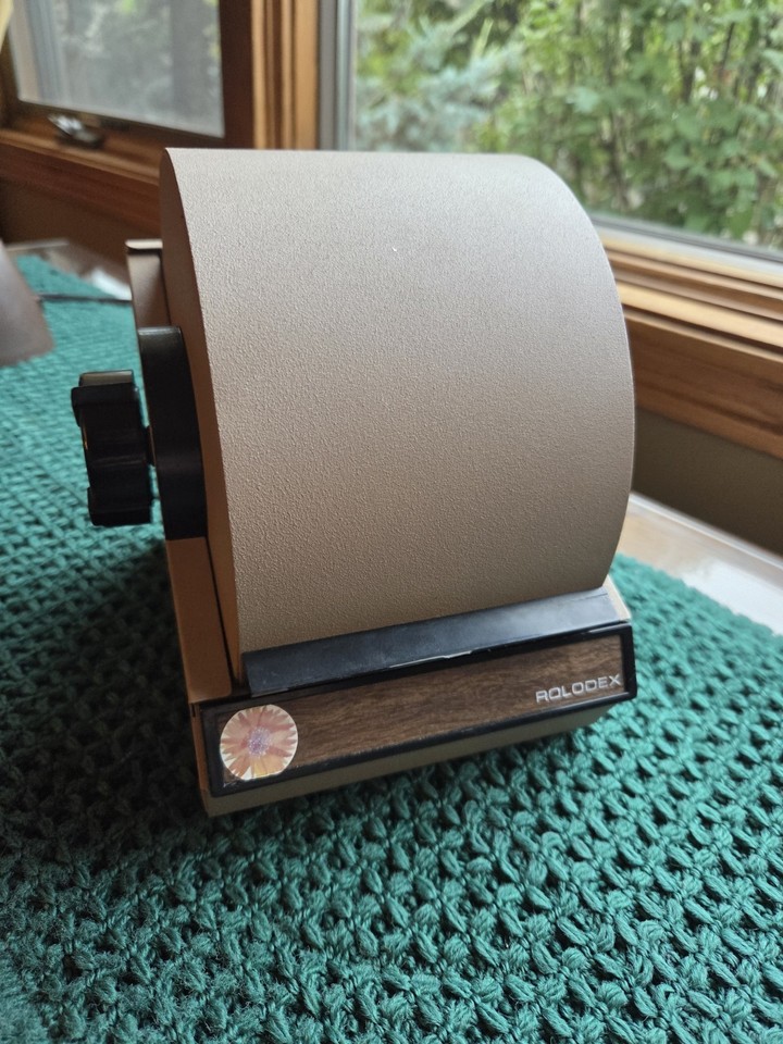 Vintage Rolodex 2254D Metal Address Card File Wheel Taupe Tan Brown | eBay