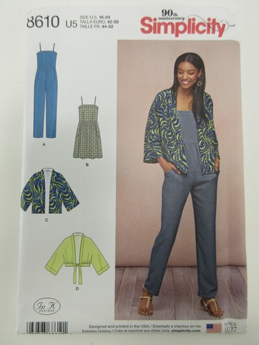 Simplicity Sewing Pattern in K 8610 Misses Kimono Jumpsuit Dress 16 ...