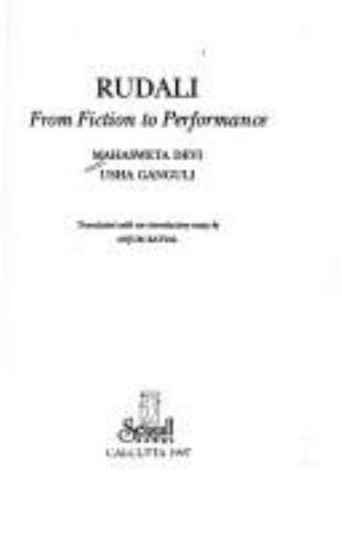 Rudali : From Fiction to Performance by Usha Ganguli (Trade Paperback ...