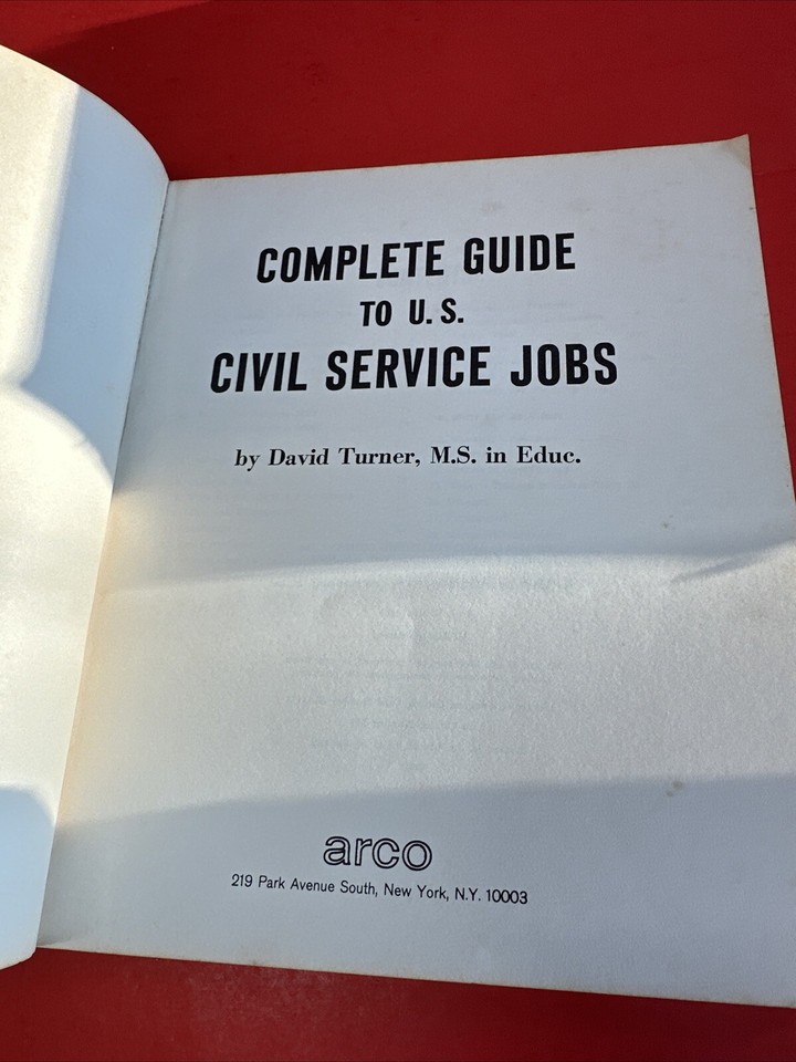Vintage 1963 Complete Guide To US Civil Service Jobs. By David Turner ...