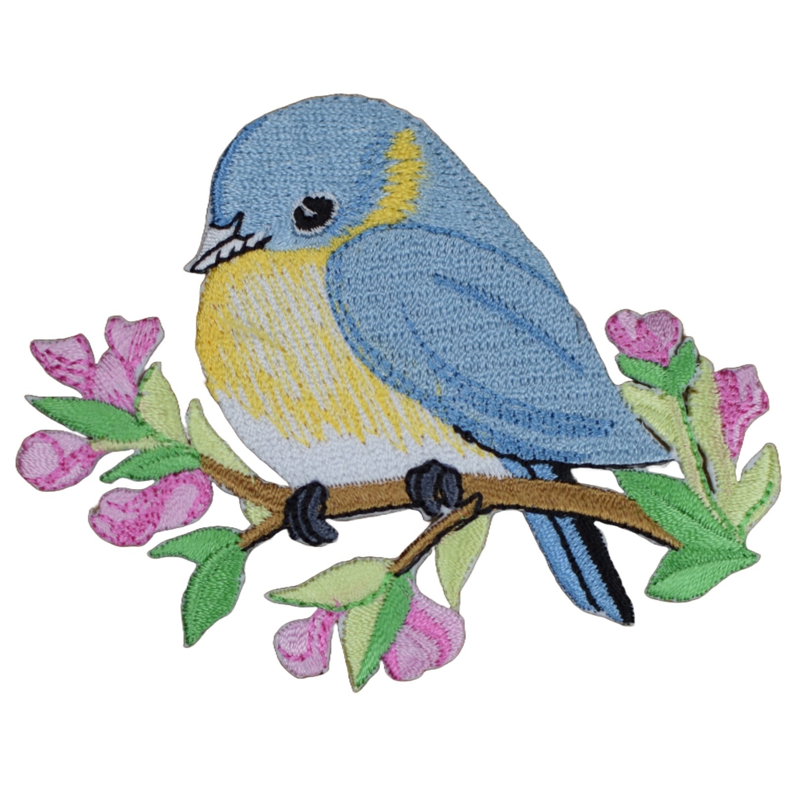 Bluebird Applique Patch – Embroidered Bird & Flowers Badge 3.5" (Iron ...
