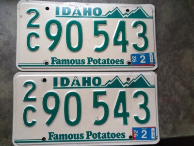 Pair 1992 Idaho License Plate 2C 90543 Raised Letters | eBay