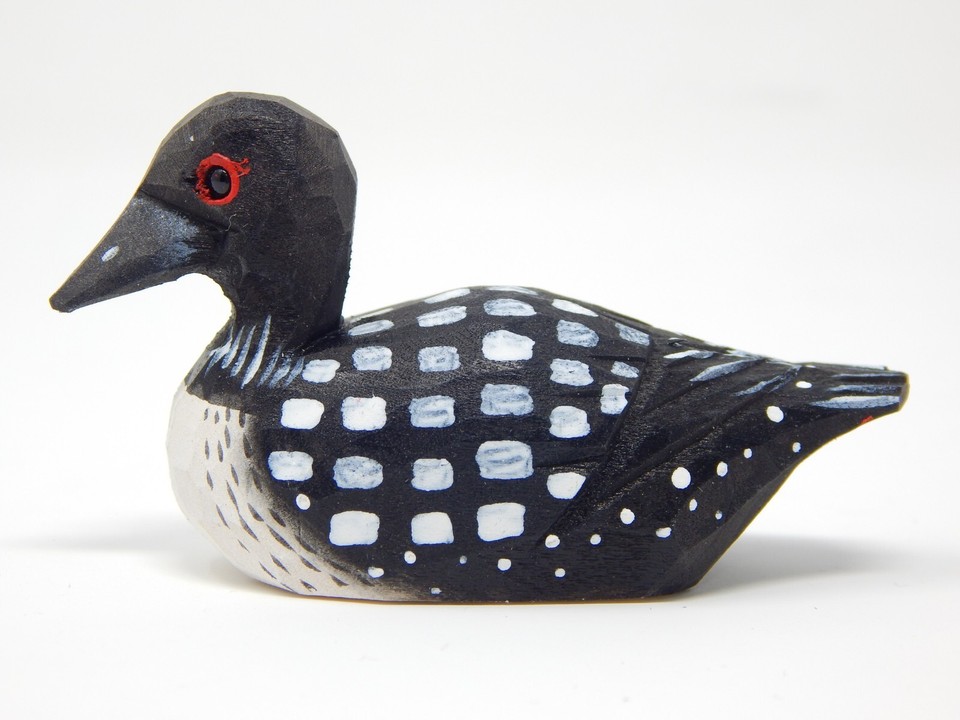 Common Loon Figure Miniature Duck Statue Sculpture Wood Decor Garden ...