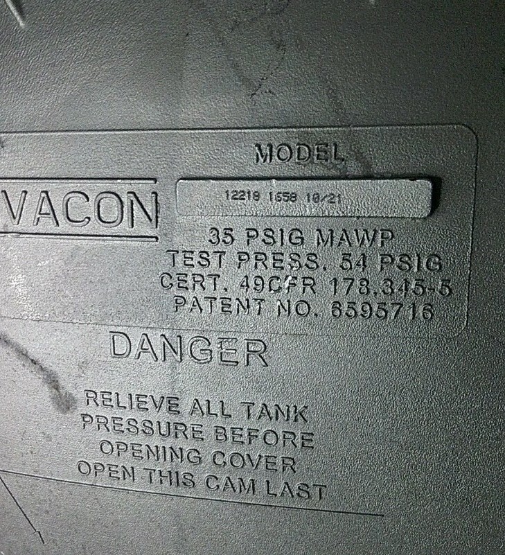 CIVACON, 12218-1658, 35 PSIG, KNAPPCO, Manhole Cover, Tanker Lid, Sbwh ...