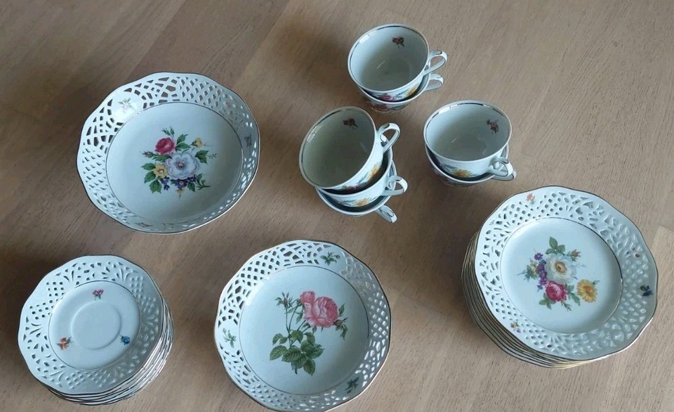 23-teiliges Kaffeeservice Durchbruch INGRES WEISS FORM MARIENBAD | eBay.de