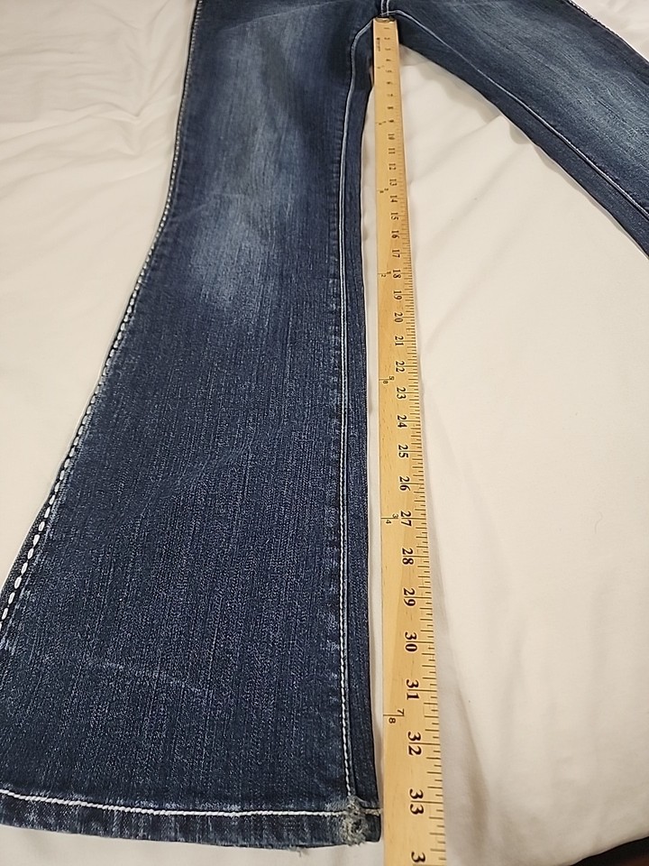 Wrangler Rock 47 Jeans 11x36 Women Ultra Low-Rise Bootcut Dark Wash ...