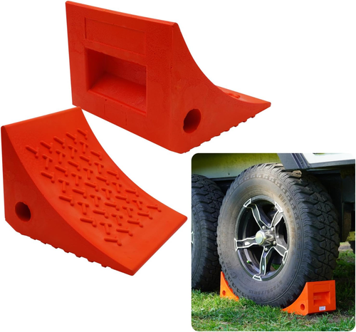 Heavy Duty Wheel Chocks (2 Pack) - Durable, Non-Slip, Solid Rubber ...