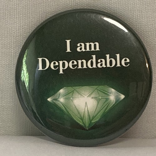 I Am Dependable Green Round Message Pinback Button Pin W Jewel Image | eBay