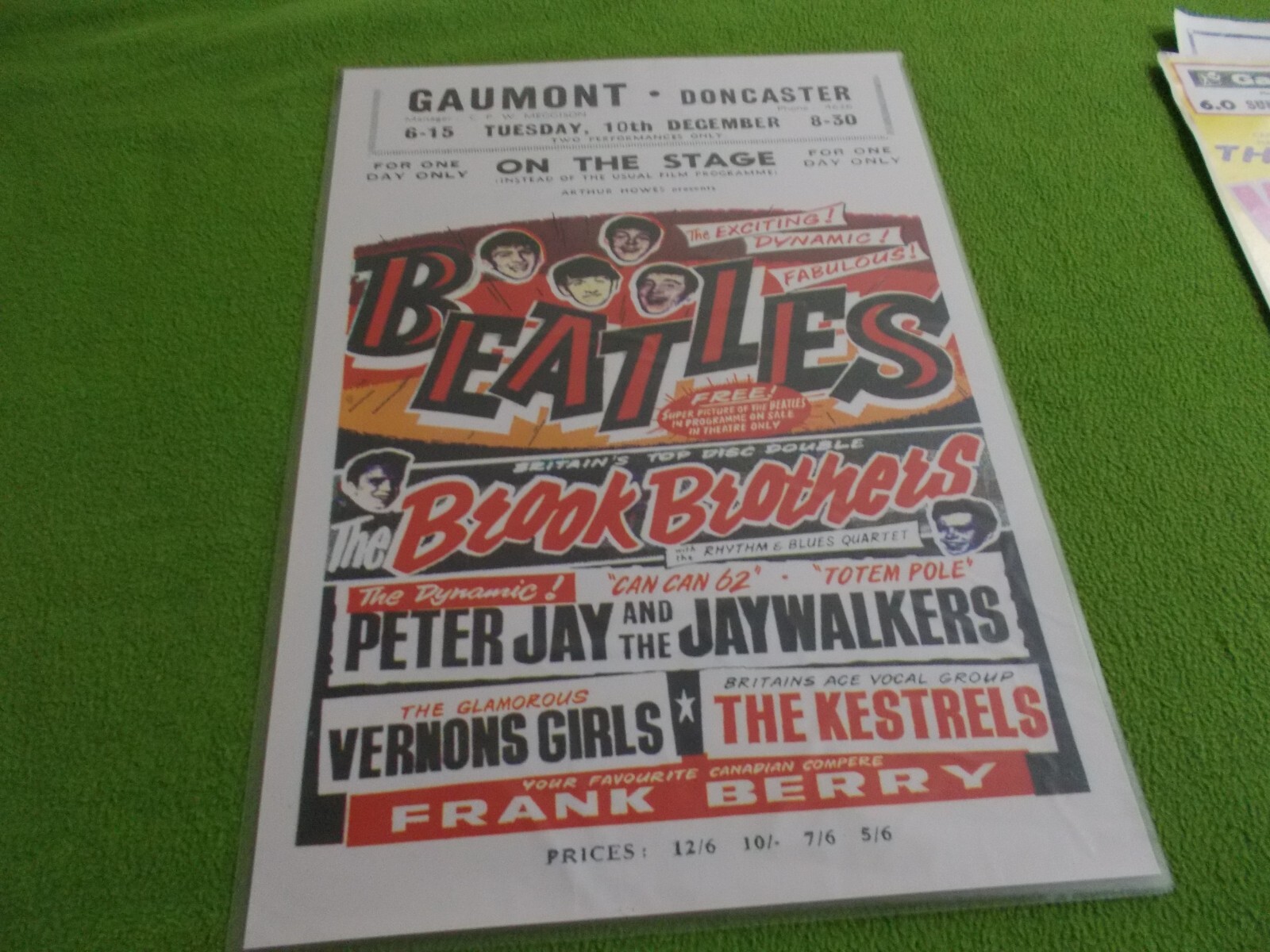 THE BEATLES The Brook Brothers Vintage UK Concert POSTER Gaumont ...
