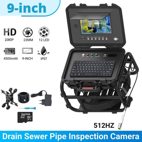 30M/98FT 9" Screen 512HZ Signal Inspection Camera HD for Drain Pipe ...