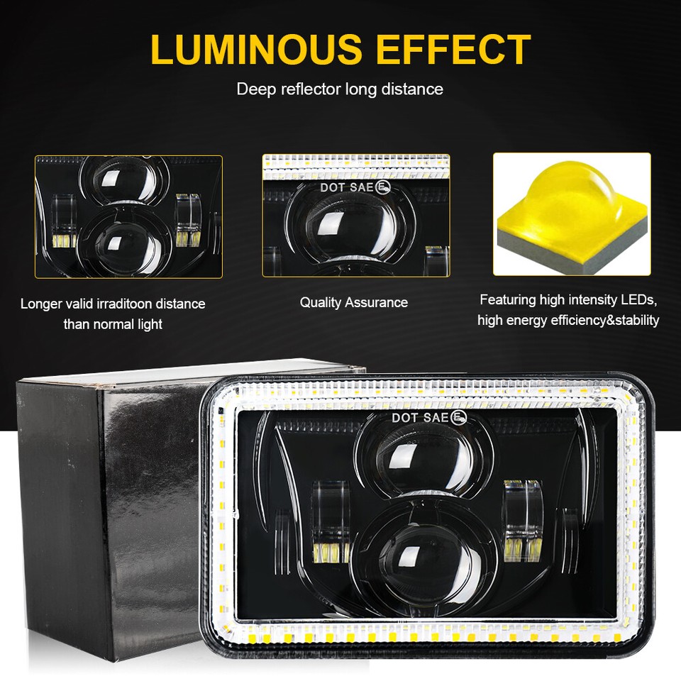 4PCS 4X6" Projector LED Headlight Hi/Lo Beam DRL For Buick Regal Grand ...