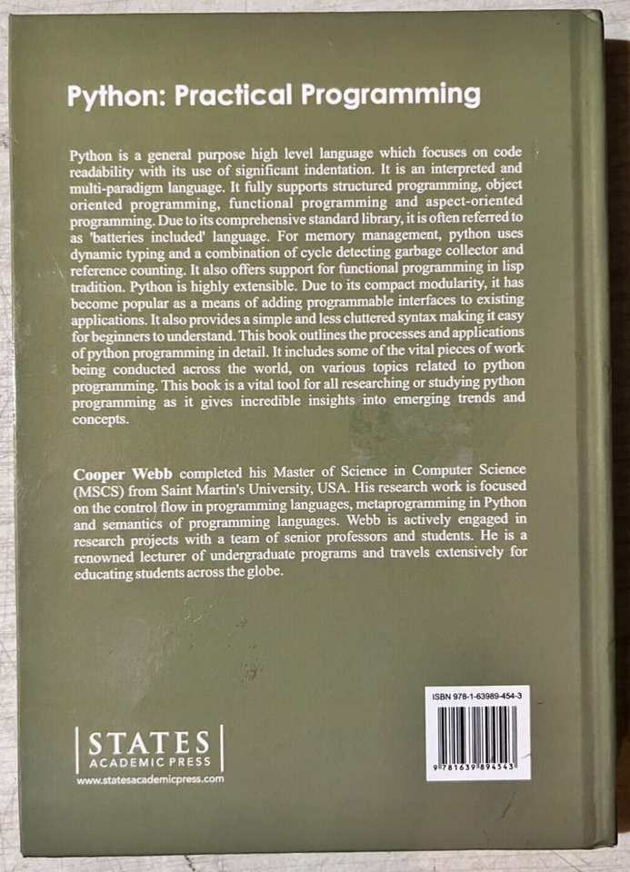 Python: Practical Programming - by Cooper Webb (Hardcover) - NEW 9781639894543 | eBay