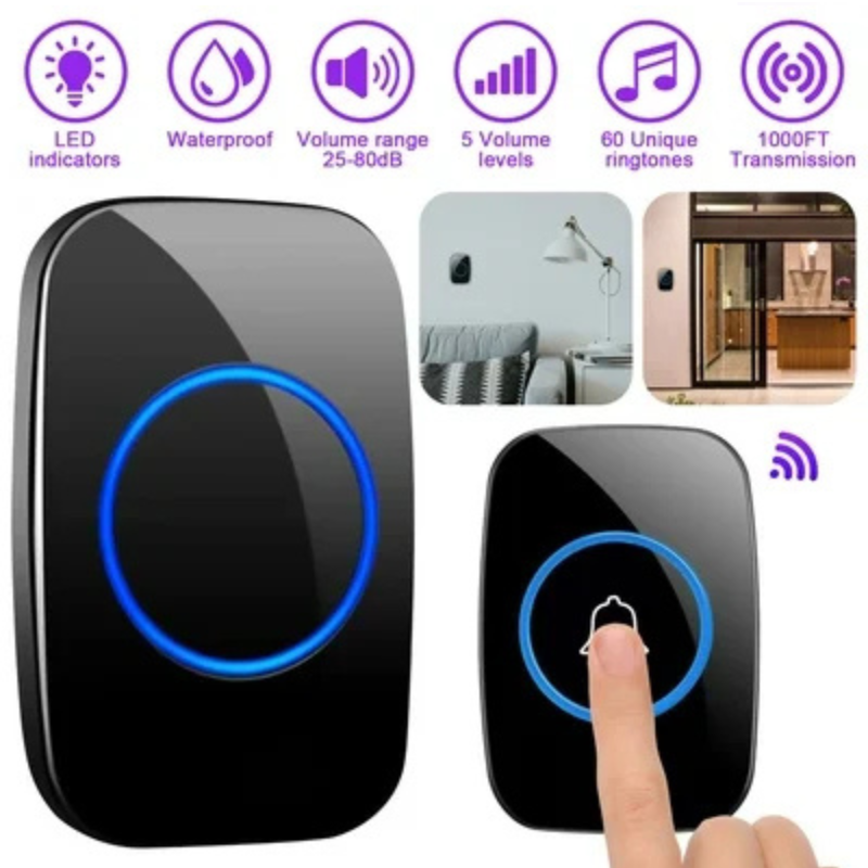 Wireless Door Bells Waterproof 1000ft Long Range Plug in Home Cordless ...