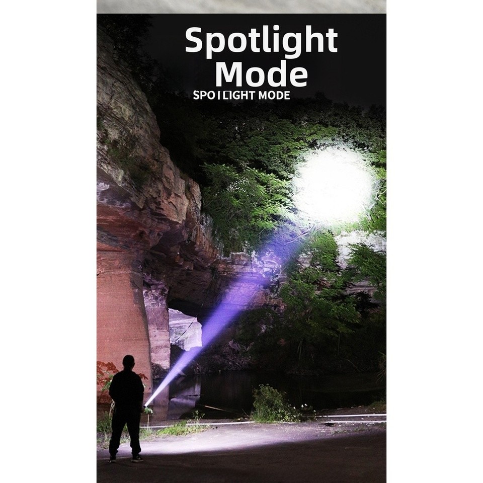 LED Flashlight Hiking Trips Mechanical Zoom Side Light Modes Strobe ...