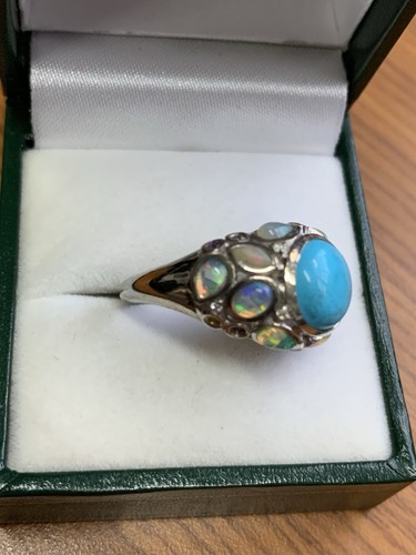 DJOY Ring Sterling Silver Turquoise And Opal Size 7 | eBay