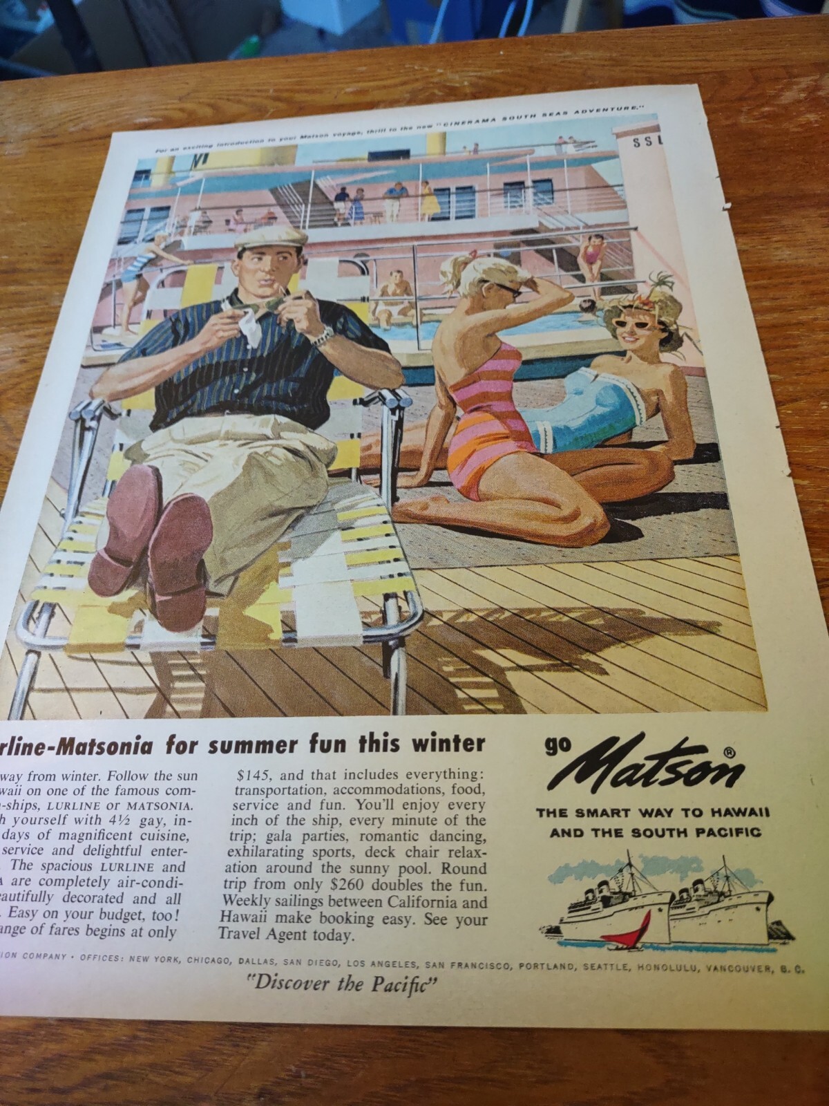 1958 Matson Lurline-Matsonia For Summer Fun Magazine Ad | eBay
