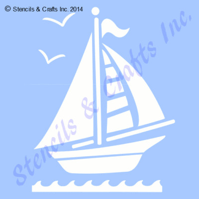 SAILBOAT MINI STENCIL NAUTICAL OCEAN SEA BEACH WAVE MARINE TEMPLATE ...