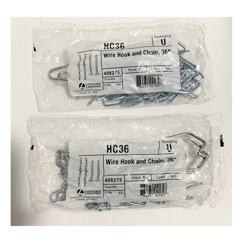 Lithonia HC36 Wire Hook & 36" Chain 2 Packs New In Package 784231021828 ...