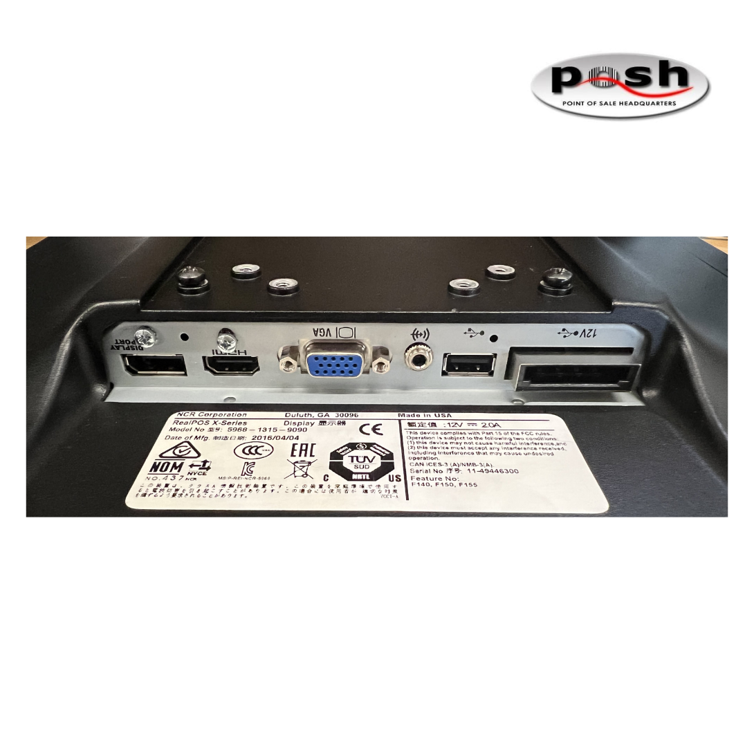 NCR RealPOS X-Series 15” LED Touch Screen Monitor Display 5968-1315 ...