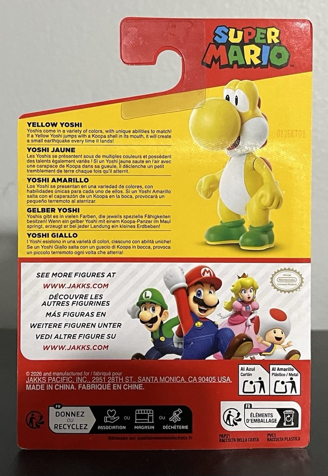 World Of Nintendo YELLOW YOSHI 2.5” Super Mario Jakks Pacific New 2026 ...