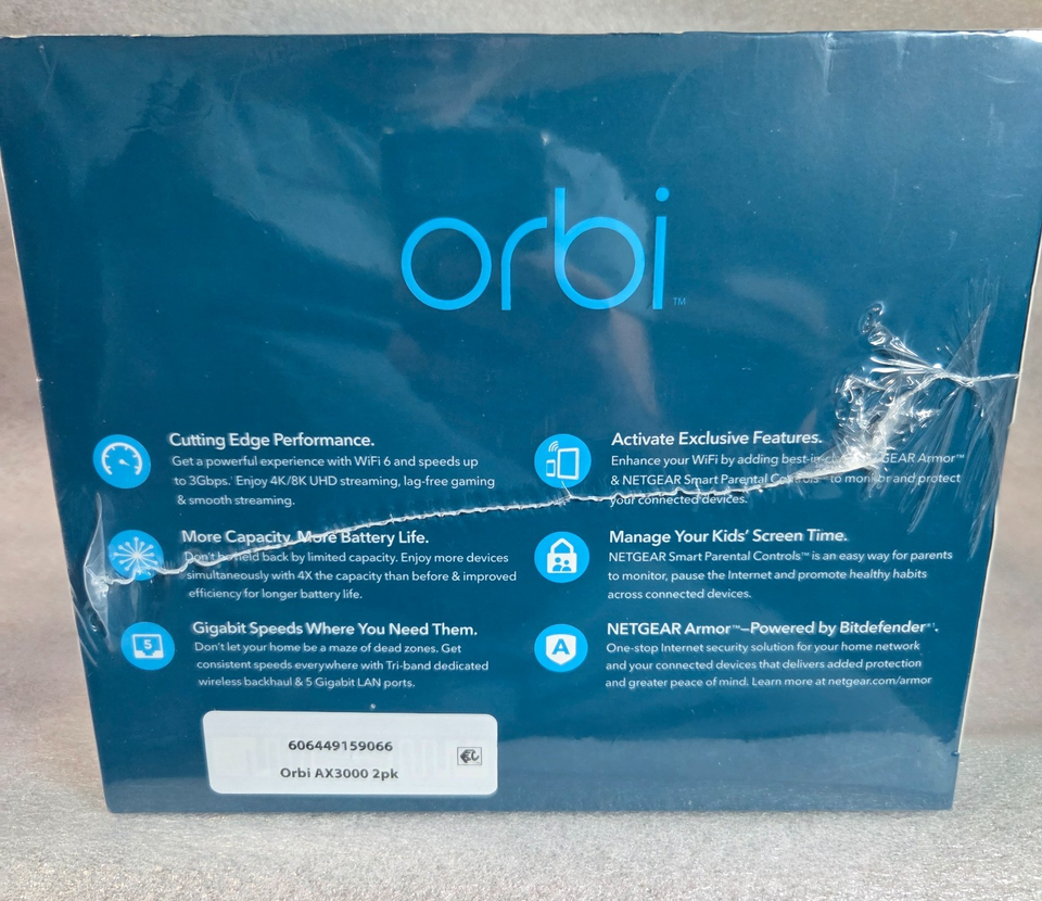 Netgear Orbi AX3000 WiFi 6 Tri-Band Mesh Smart RBK652S-100NAS - NEW ...