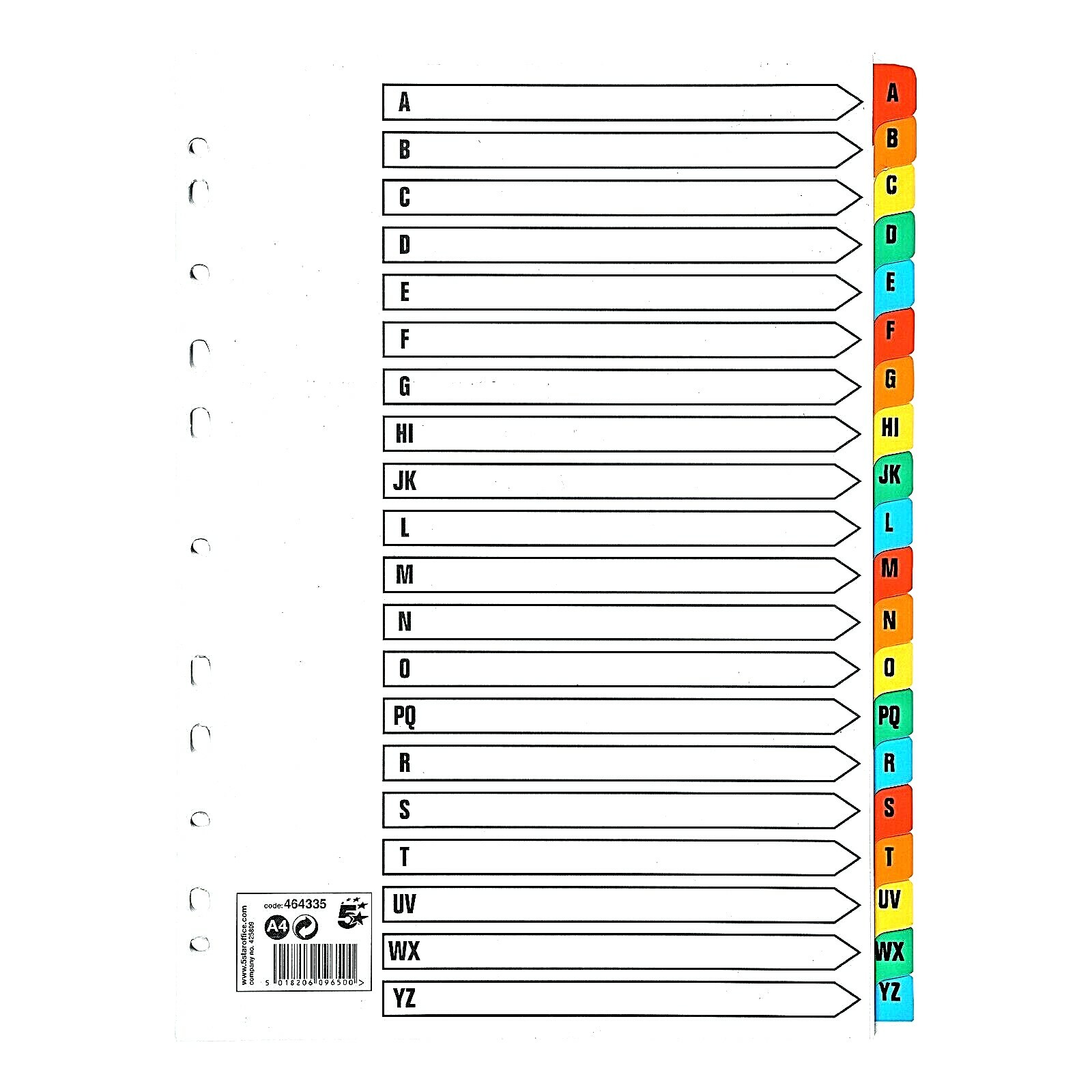 A-Z FILE DIVIDERS A4 WITH COLOURED ALPHABETICAL INDEX TABS Strong | eBay UK