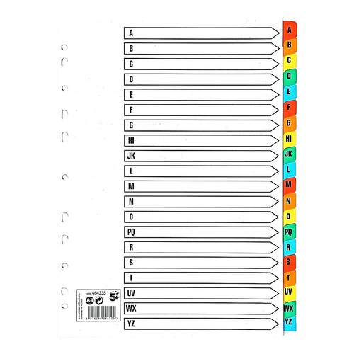 A-Z FILE DIVIDERS A4 WITH COLOURED ALPHABETICAL INDEX TABS Strong | eBay UK