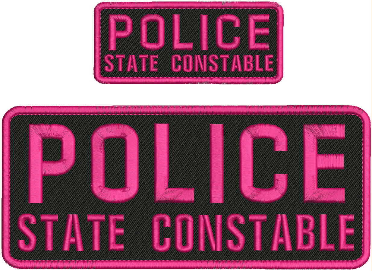 POLICE STATE CONSTABLE embroidery Patches 4x10 and 2x5 hook on back BLK ...