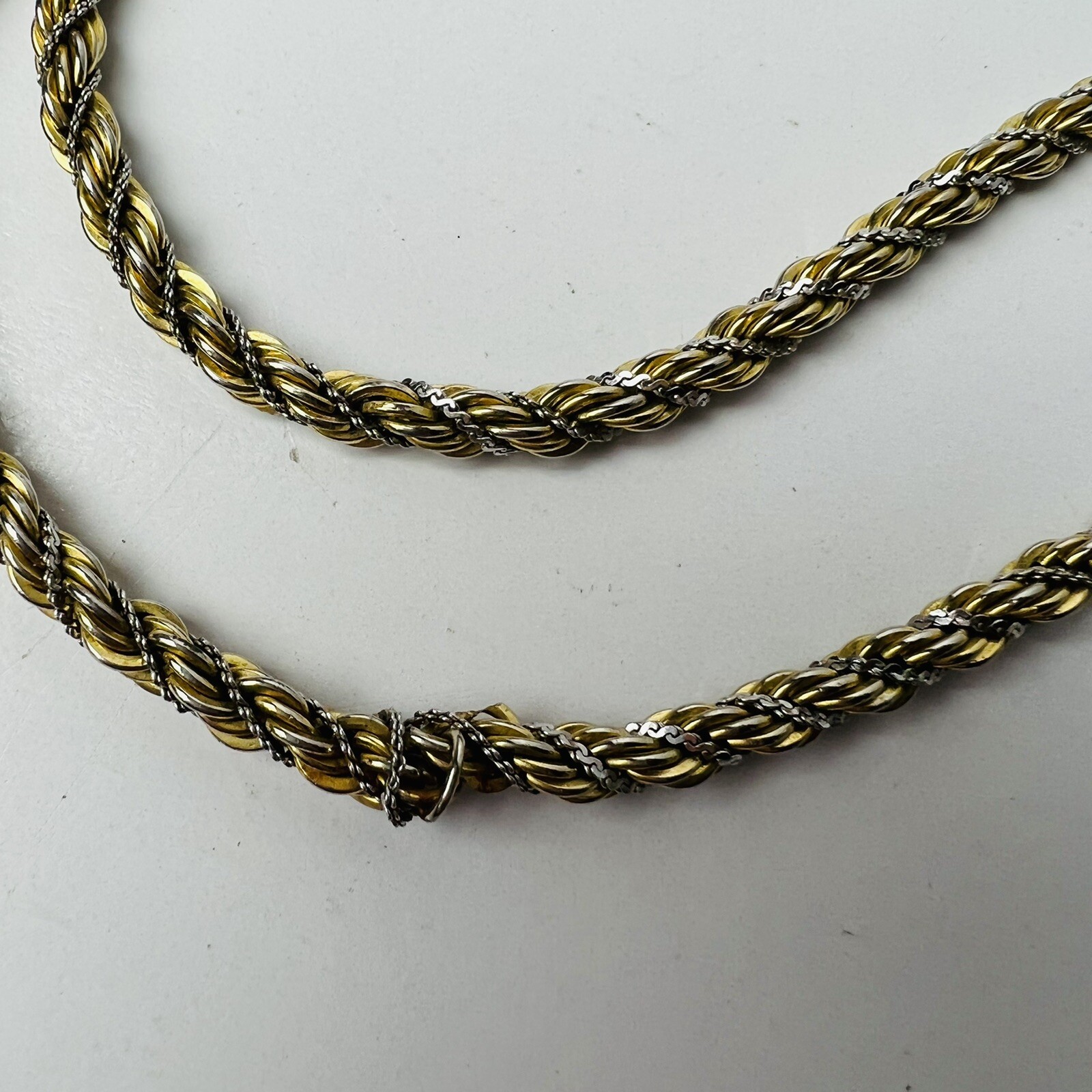 Vintage OROTON Mixed Metal Silver & Gold Plated Long Rope Chain ...