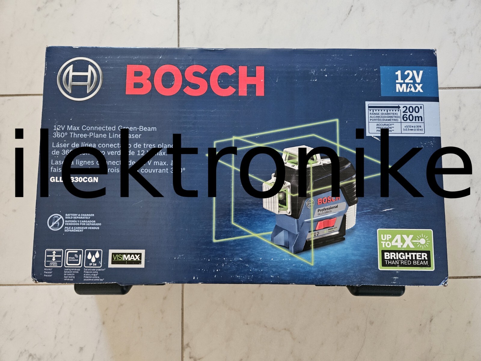 Bosch GLL3-330CG 360⁰ USB Connected Green-Beam Three-Plane Leveling for ...