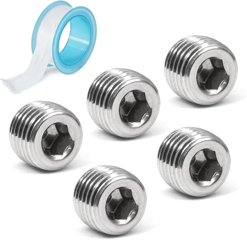 1/2" NPT Male Plug, 304 Stainless Steel Internal Hex Thread Pipe Plug ...