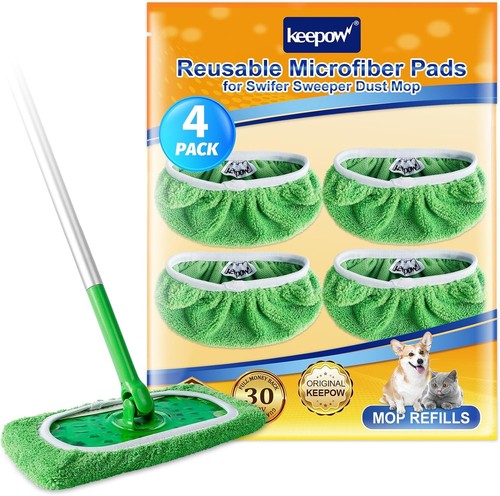 KEEPOW Reusable Wet Pads Refills Compatible with Swiffer Sweeper Mop ...