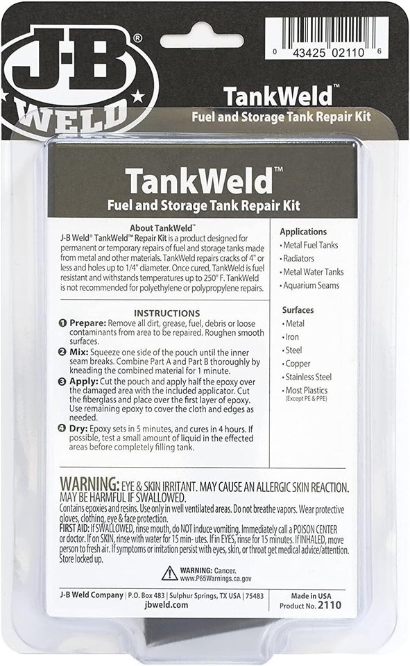 Effortless Metal Fuel Tank Repair Kit with Epoxy Putty and Fiberglass ...