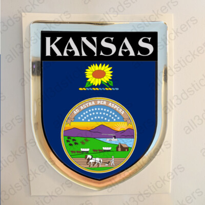 Kansas USA Sticker Seal Resin Domed Flag United States Stickers 3D ...