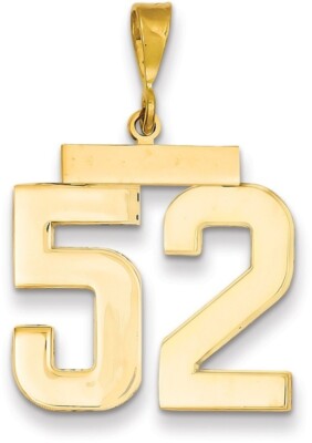 14K Yellow Gold Large Polished Number 52 Charm | eBay