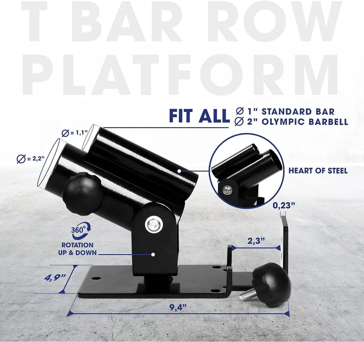 Yes4All Deluxe T-Bar Row Platform for Standard and Olympic Bars for ...