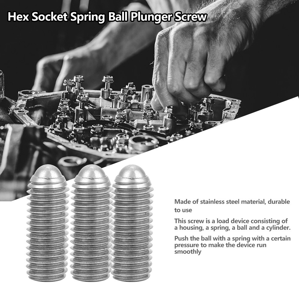 10Pcs M12 Stainless Steel Thread Hex Socket Spring Ball Plunger Screw ...