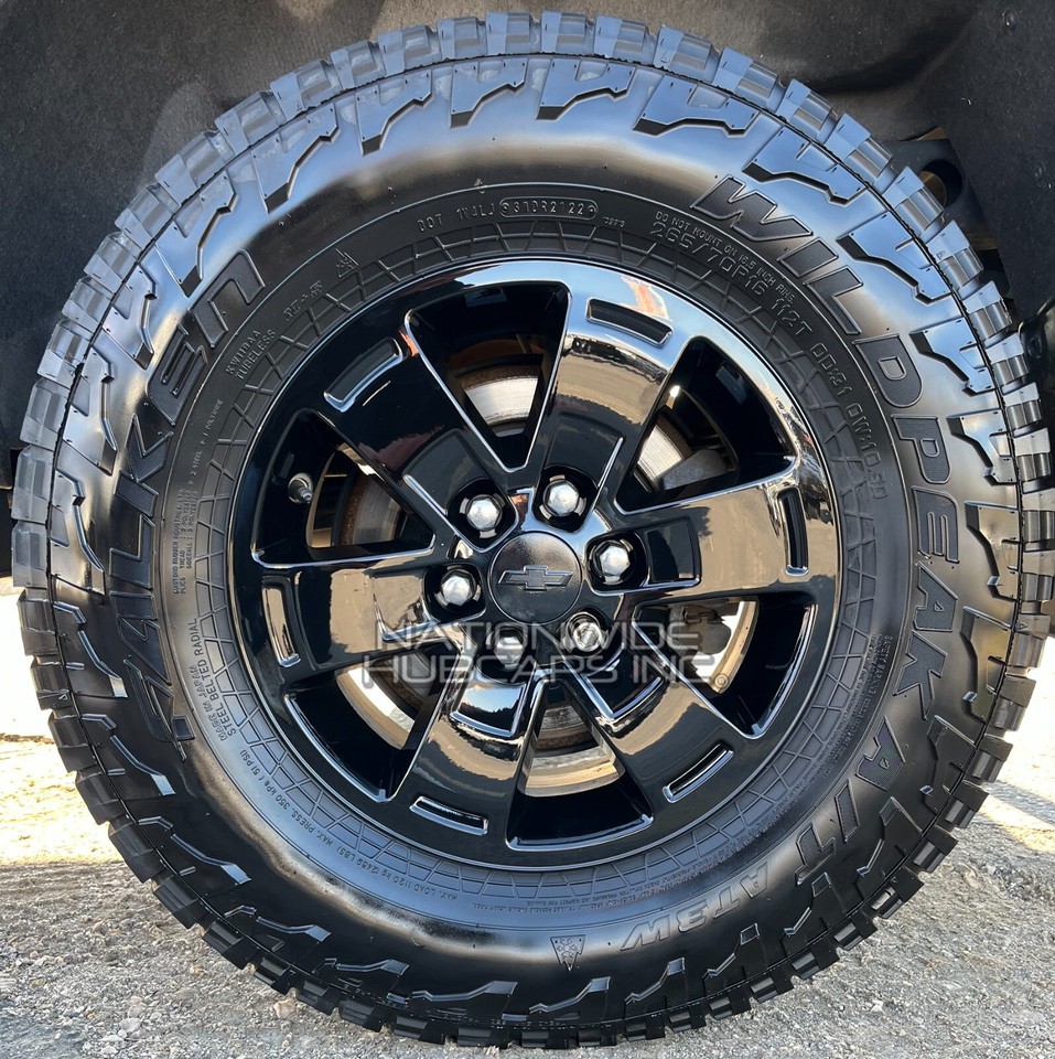4 for Chevy Colorado WT 2015-20 Black 16" Wheel Skins Hub Caps Alloy ...