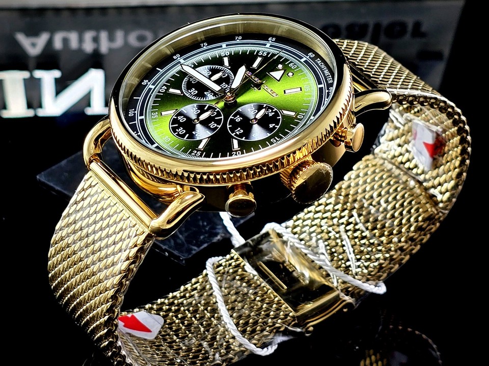 Invicta CHASE DURER CDW-0152 FLIGHT COMMANDER JAPNESE CHRONO Gold Tone ...