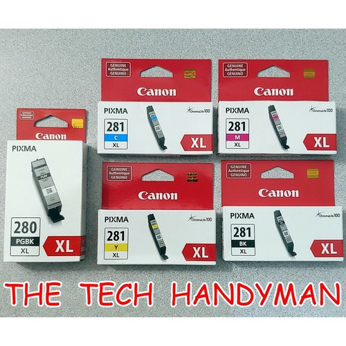 5-PACK CANON GENUINE 280XL BLACK & 281XL COLOR INK (RETAIL BOX) TS6120 ...