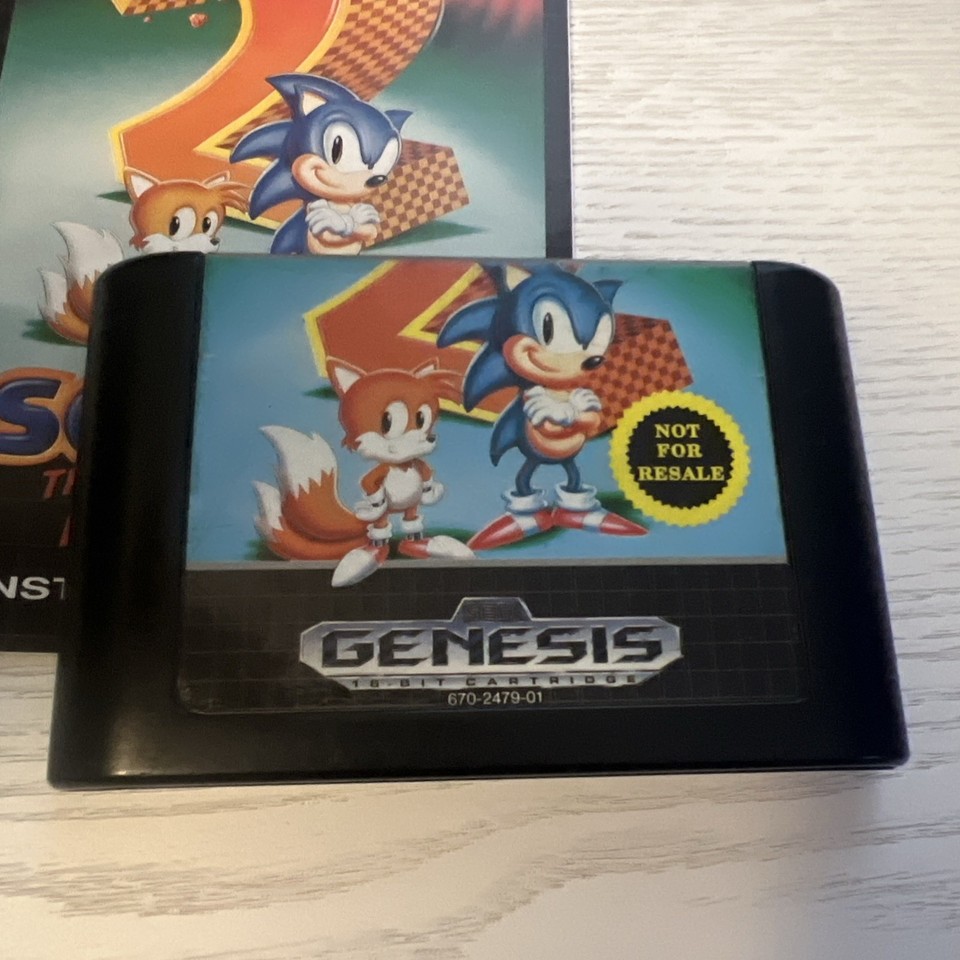 Sonic the Hedgehog 2 II Sega Genesis 16-Bit Cartridge Video Game with ...