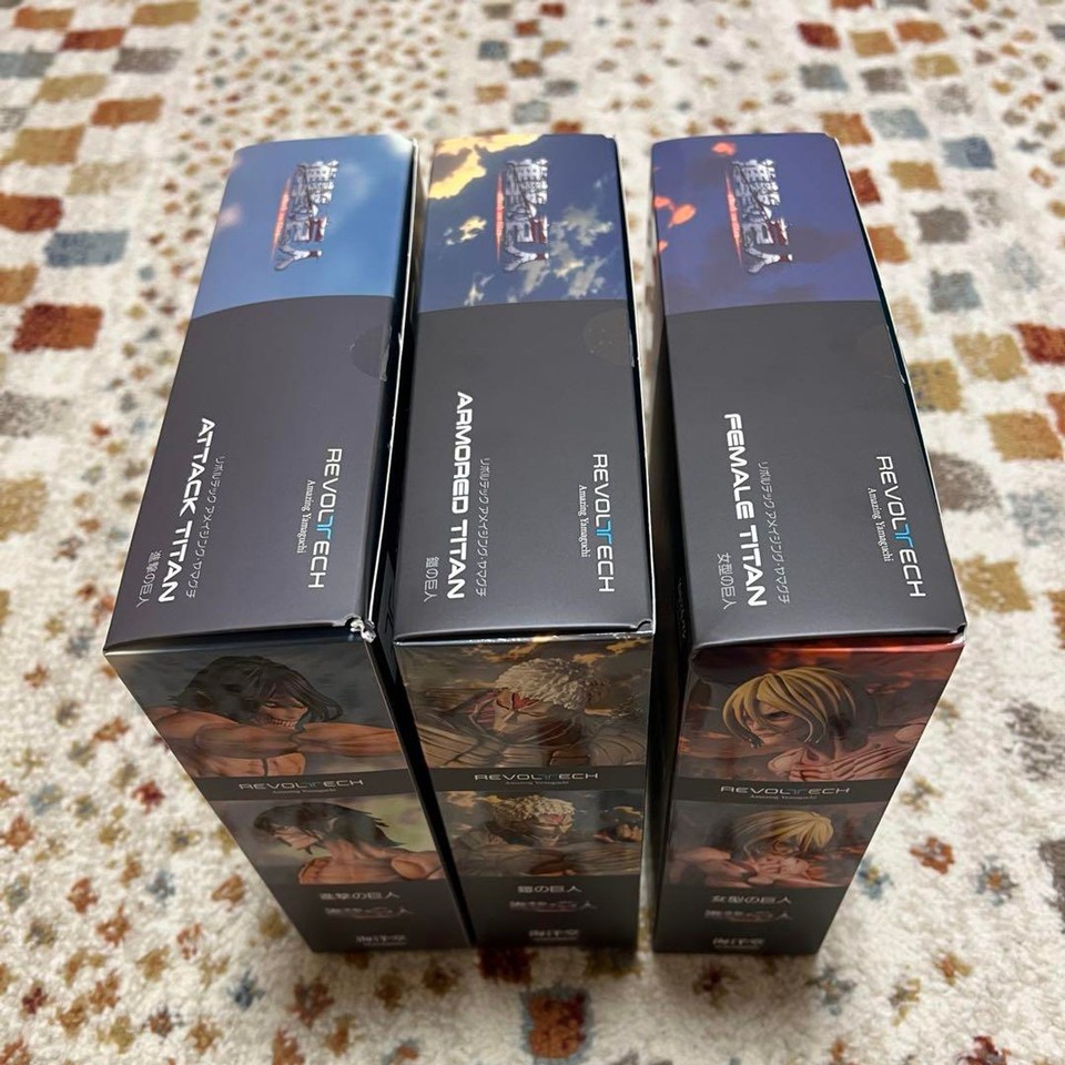 Revoltech Attack on Titan Armored Titan Female Titan 3 Figure Set w ...
