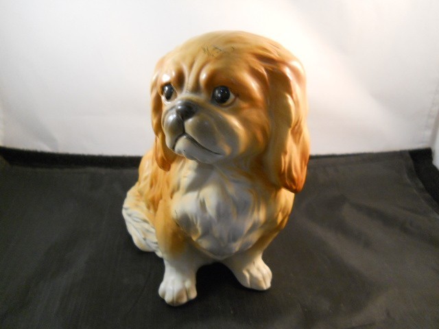 VINTAGE WHITE & BROWN PORCELAIN PEKINGESE DOG PLANTER | eBay