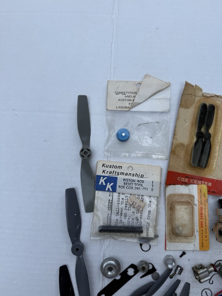 Lot of Cox Tether Car Airplane Engine Parts Pistons Props Mounts ...