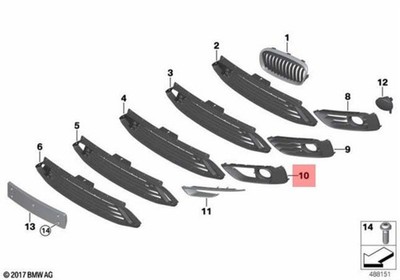 Genuine BMW F45 F46 Front Open Fog Light Grille Right OEM 51117347220 ...