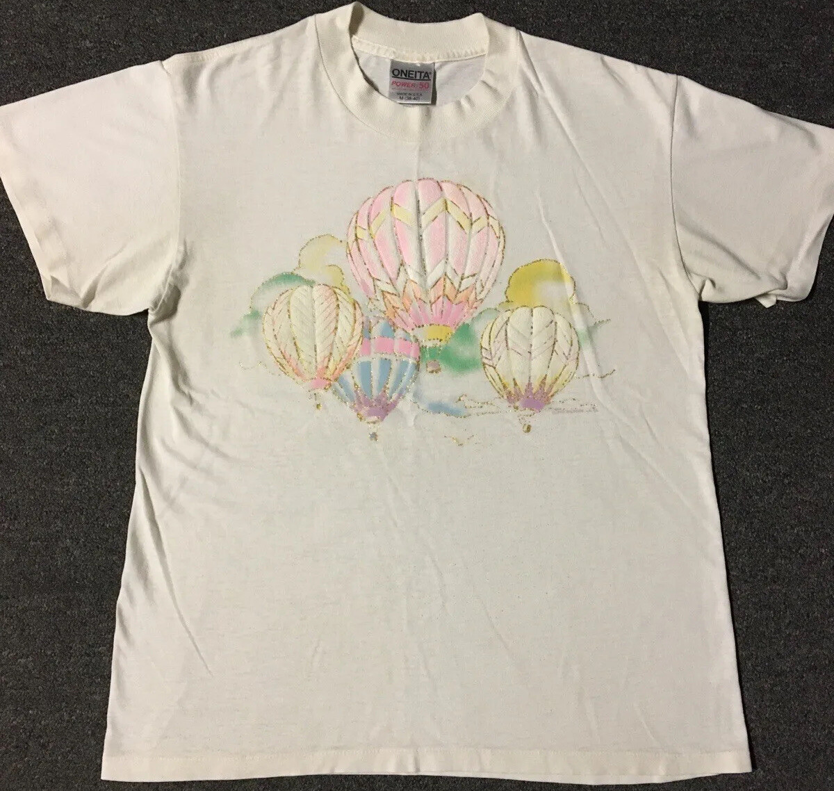 Vtg 80s Hot Air Balloon Faded Shirt S M USA Nature Sky Grunge Art ...