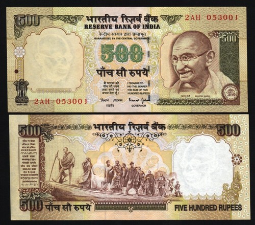 India 500 RUPEES P-93 A 2000 Millennium GANDHI Dandi March UNC INDIAN ...