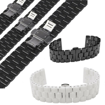 20mm 22mm White Black Ceramic Watch Band Watch Bracelet Deployment ...