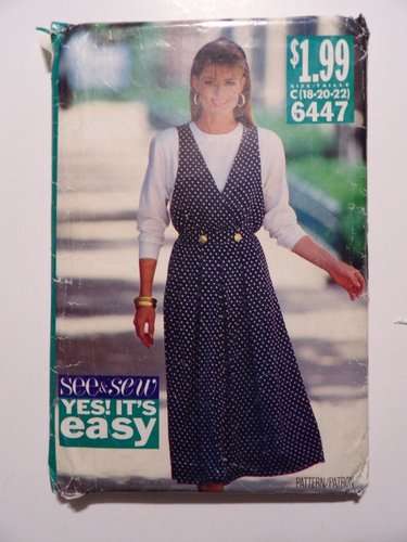 Butterick Pattern 6447 Misses Mock Wrap Front Jumper and Top Sizes 18 ...
